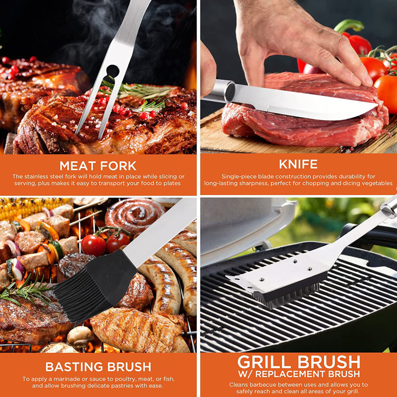 Commercial Chef 25 Piece Stainless Steel BBQ Grill Set - BBQ Accessories - Gifts for Him ...